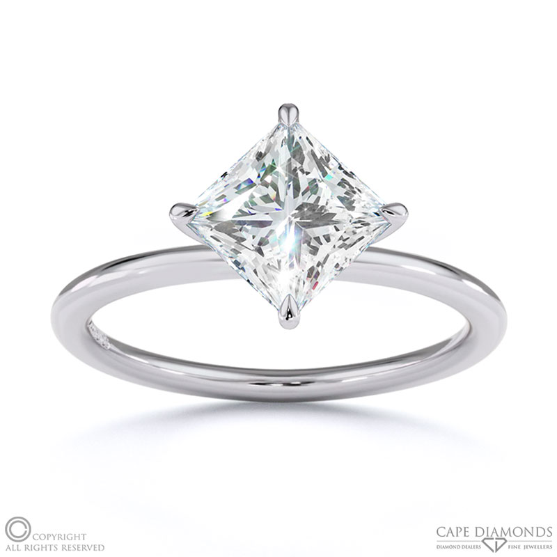 Lab Grown Diamond Princess Cut Solitaire Engagement Ring White Gold ...